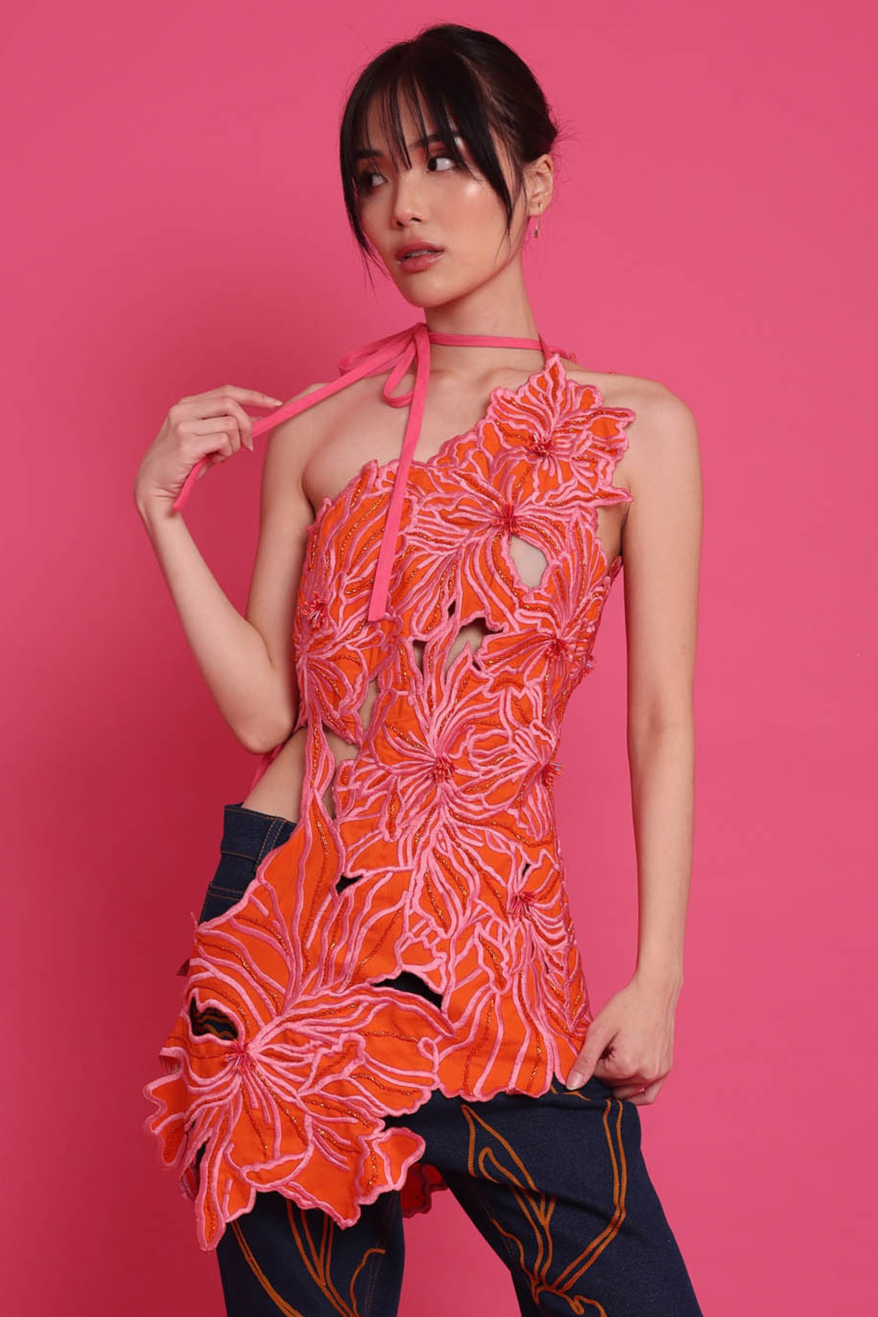 Blooming Lace Top Orange – Suedeson